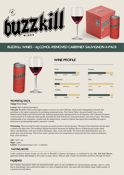 Cabernet Sauvignon Alcohol-Removed Wine (4-pack) – Buzzkill Wines